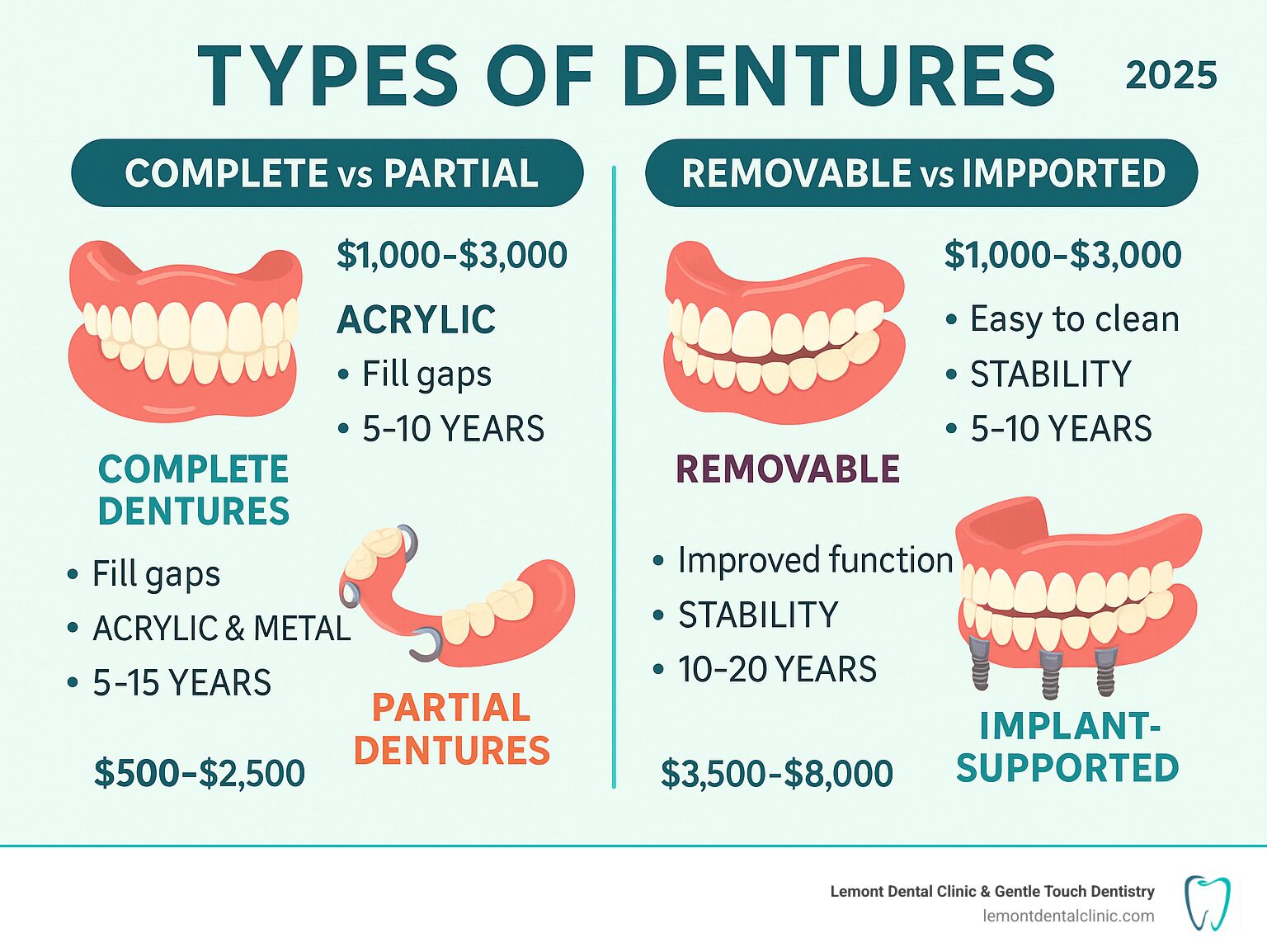 What are different types of dentures: 9 Best Choices